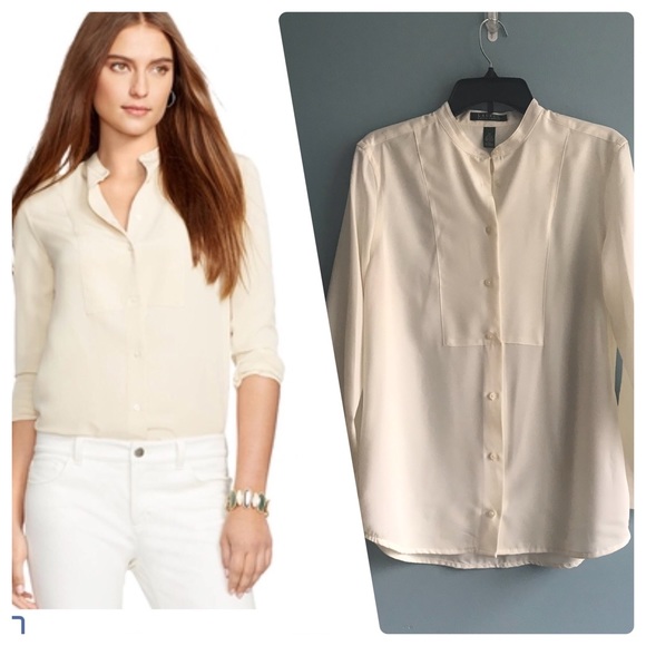 Lauren Ralph Lauren | Tops | Lauren Ralph Lauren Cream Bib Blouse M | Poshmark